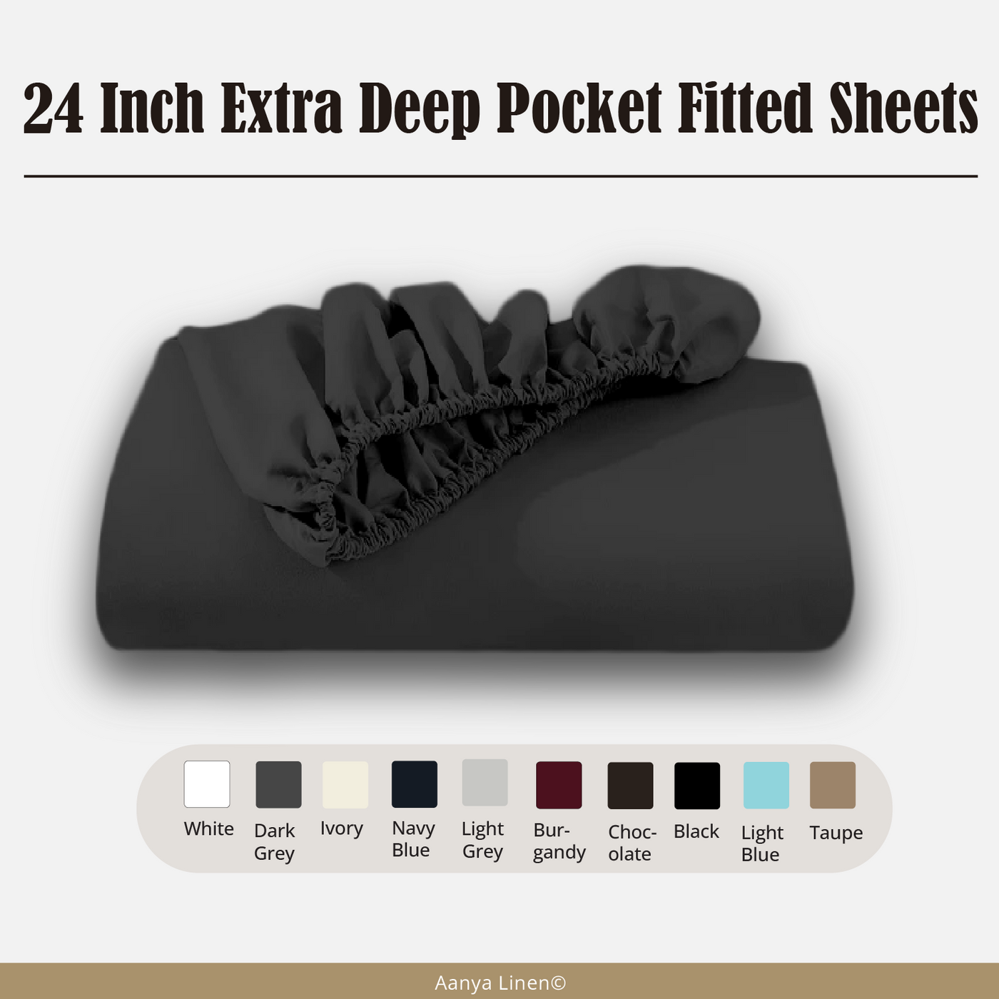 100% Cotton 24 Inch Extra Deep Pocket Fitted Sheets