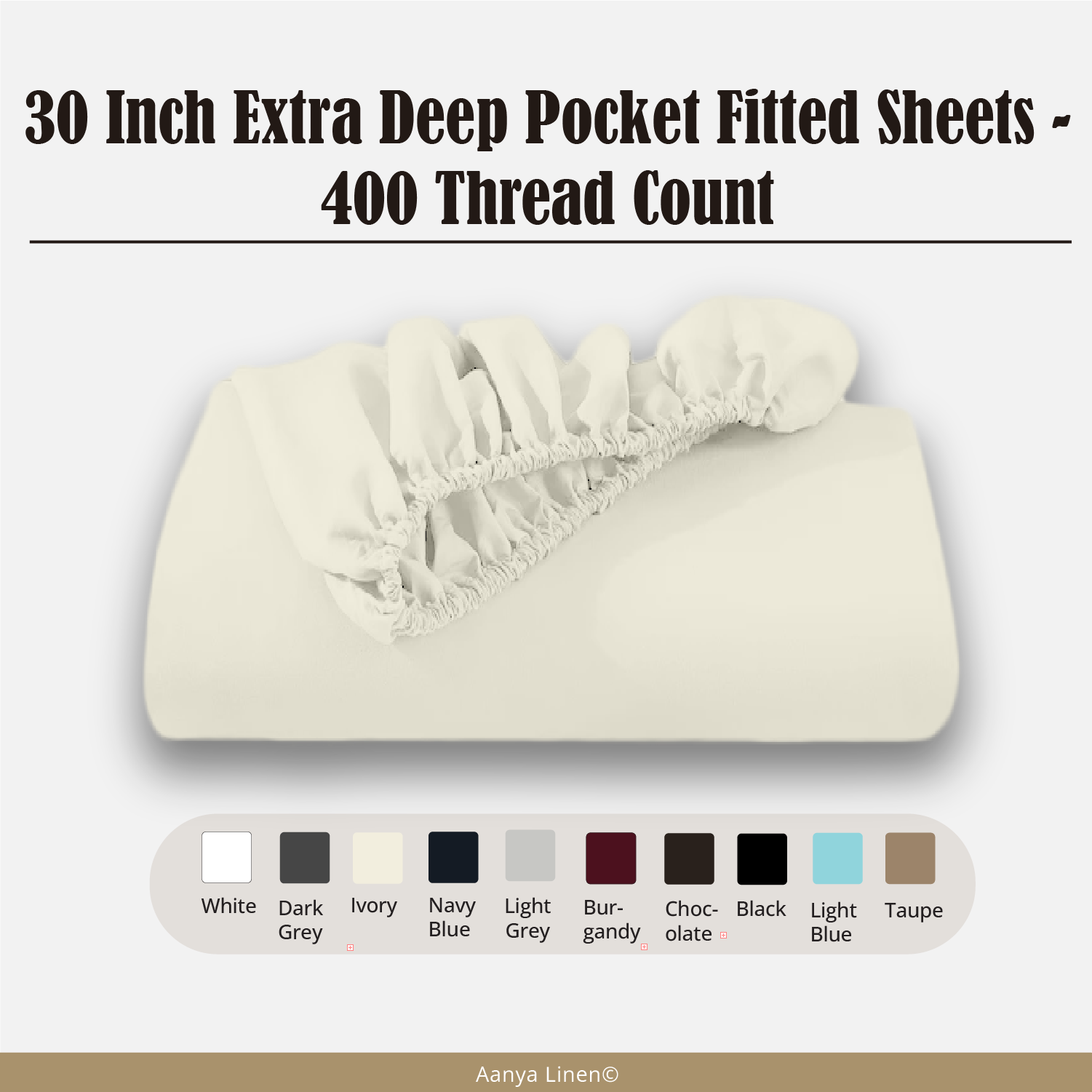 100% Cotton 30 Inch Extra Deep Pocket Fitted Sheets