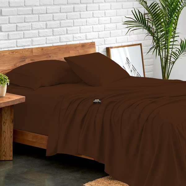 Chocolate Sheet Set Solid 100% Supima Cotton - AanyaLinen