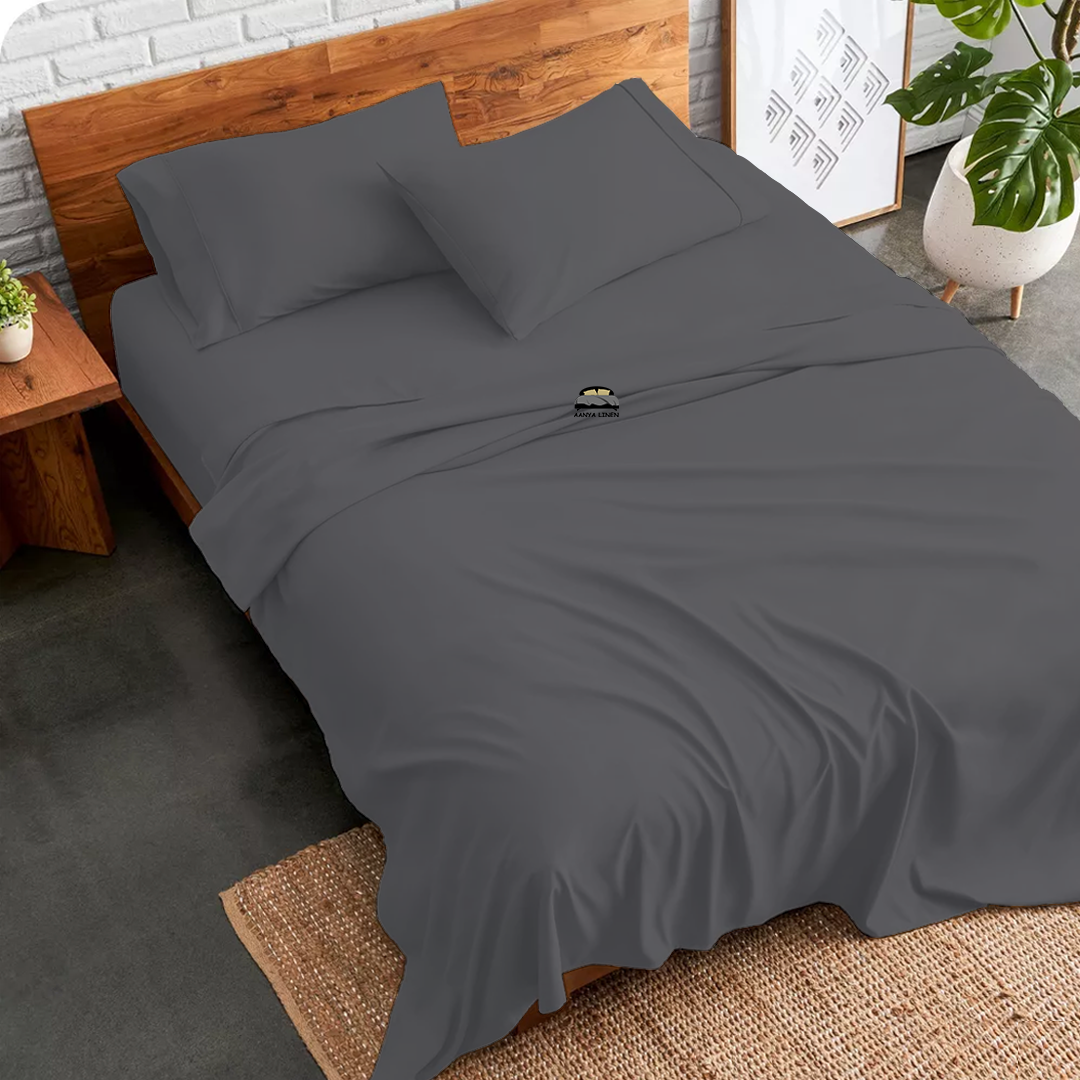 Dark Grey Sheet Set - AanyaLinen