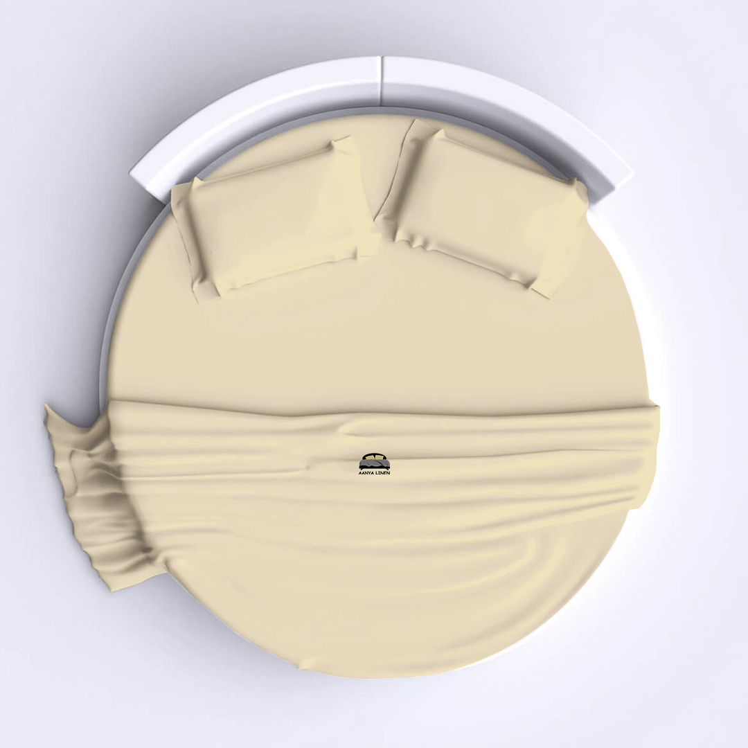 Ivory Round Bed Sheets Set - Aanya Linen
