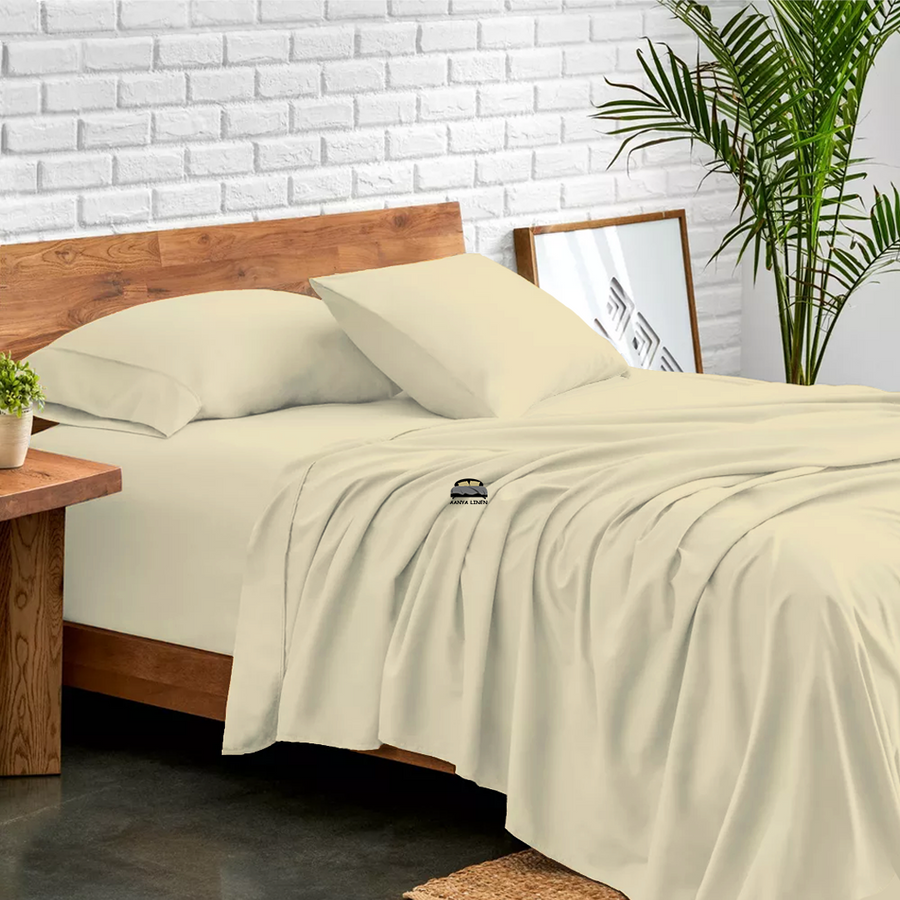 Ivory Sheet Set 400 TC Cotton | King, Queen, Full - AanyaLinen