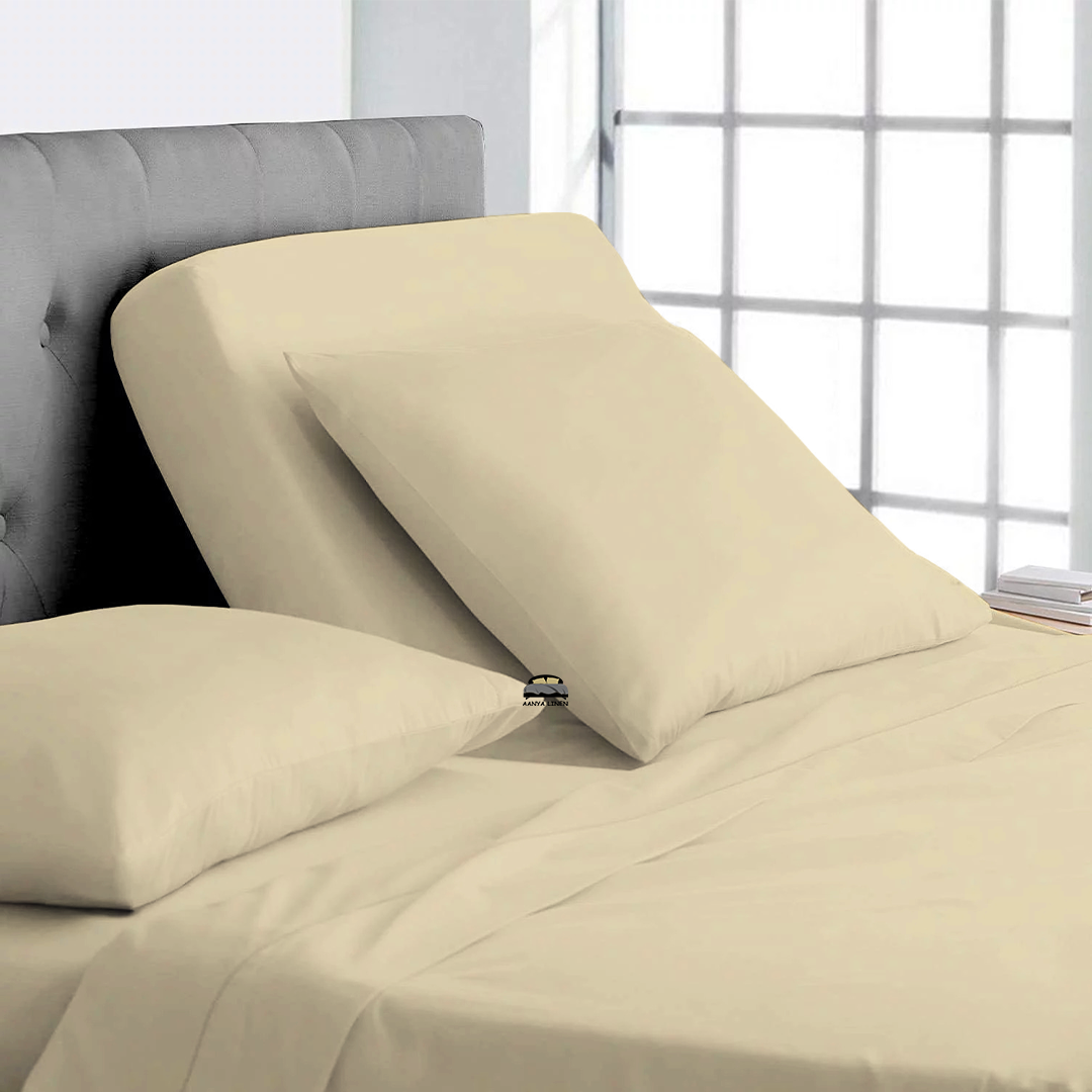 Soft Ivory Top, Head Split Sheet Set King, Queen - AanyaLinen
