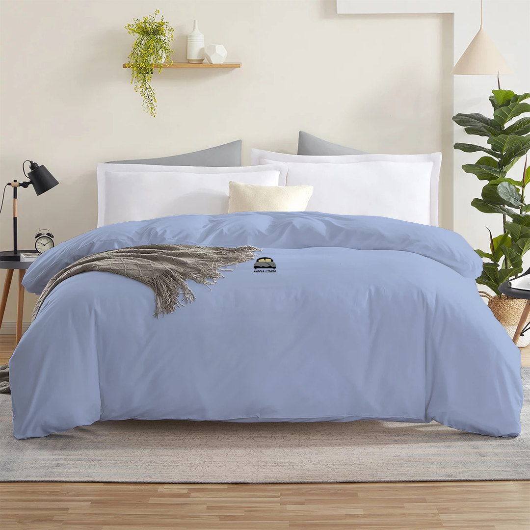 Light Blue Duvet Cover - Queen, King, Full Size - AanyaLinen