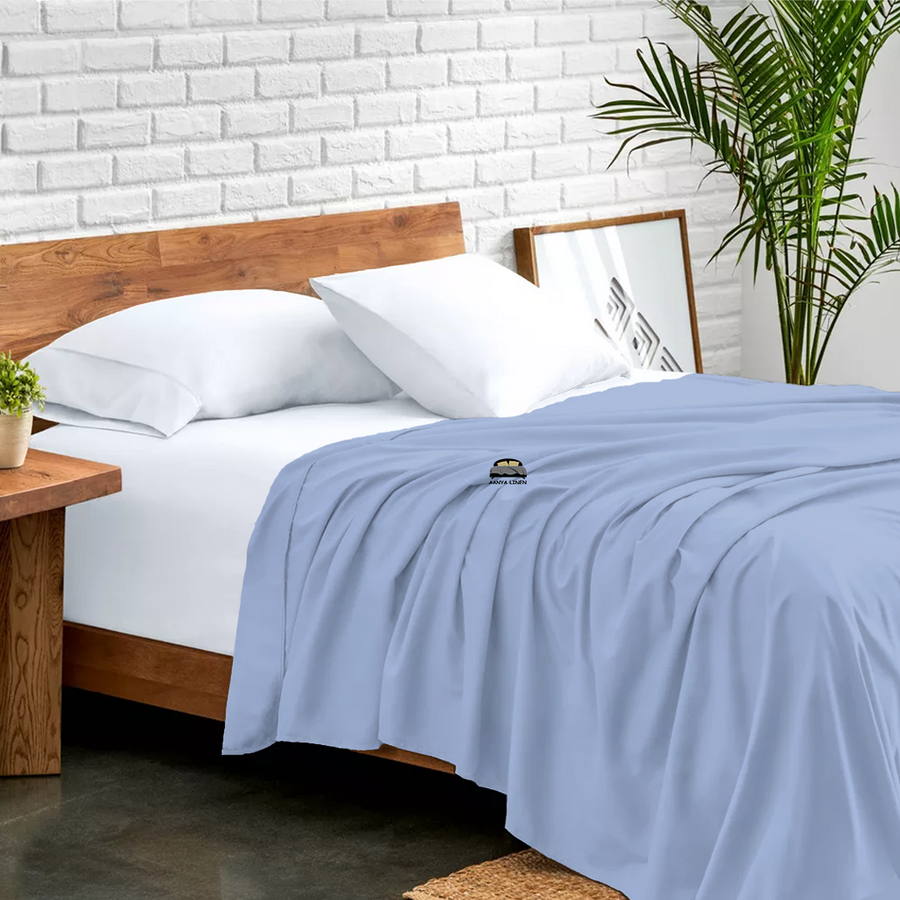Light Blue Flat Sheet - AanyaLinen