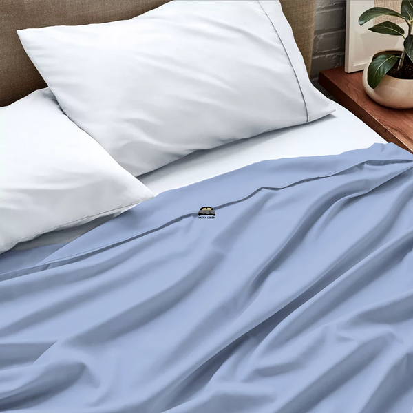 Light Blue Flat Sheet - AanyaLinen
