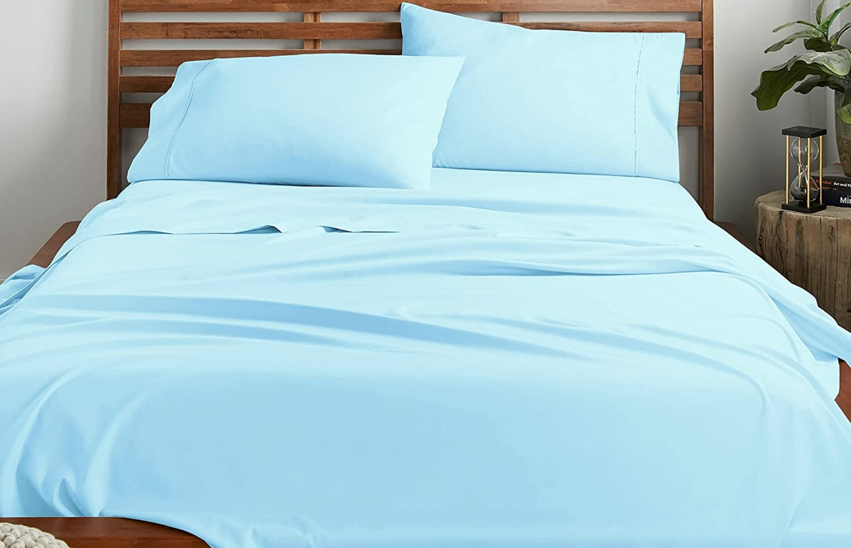 Light blue Waterbed Sheet Set 100% organic cotton - AanyaLinen