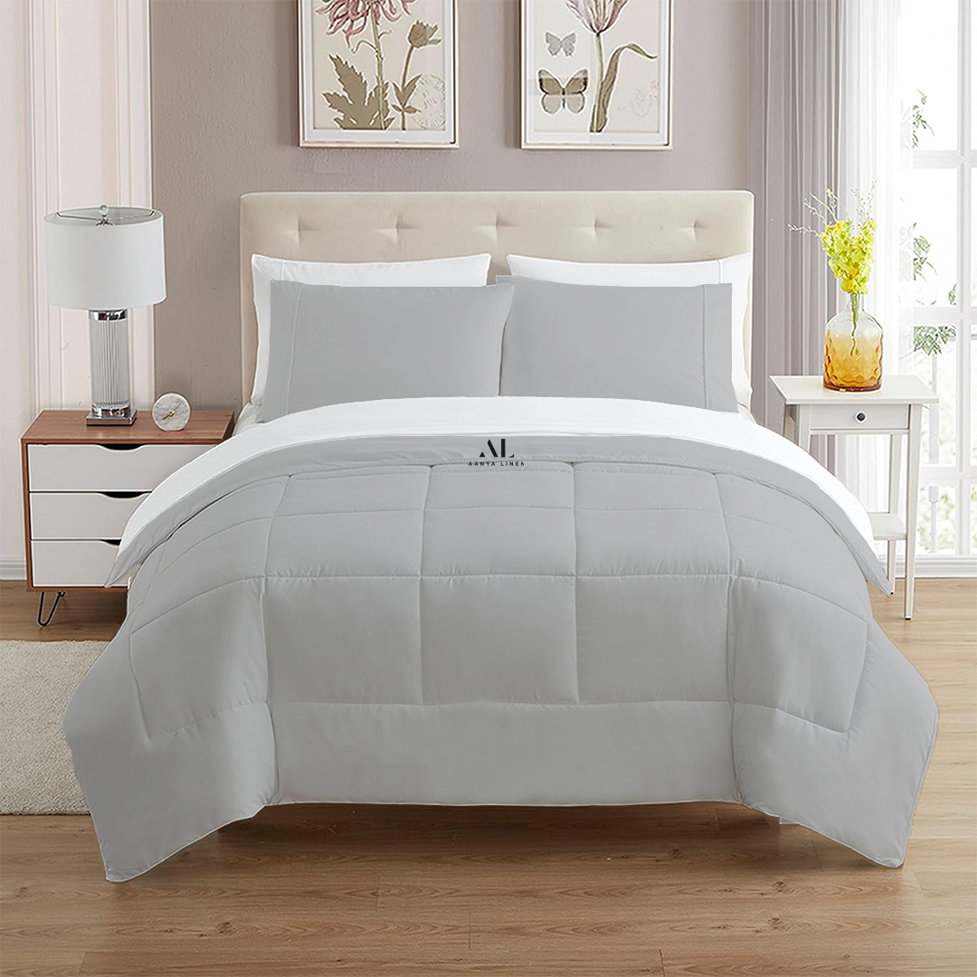 Light Grey Comforter Sets - King Queen Sizes - AanyaLinen