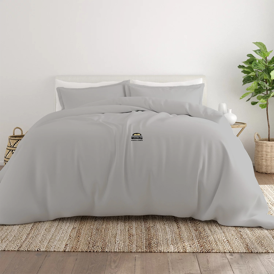 Light Grey Duvet Cover Set | King & Queen sizes - AanyaLinen