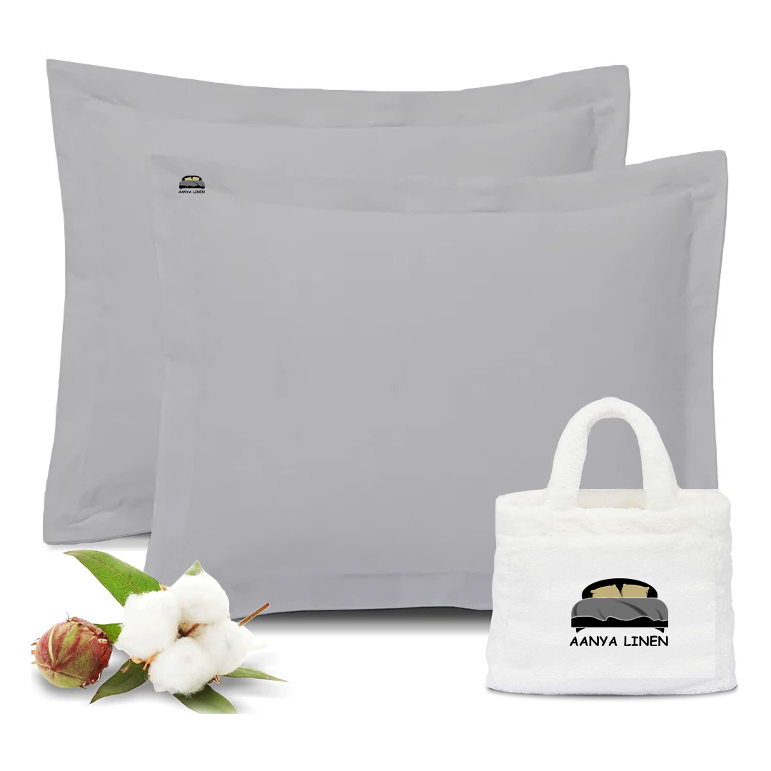 Light Grey Euro Shams "26x26" or "32x32" sizes - AanyaLinen
