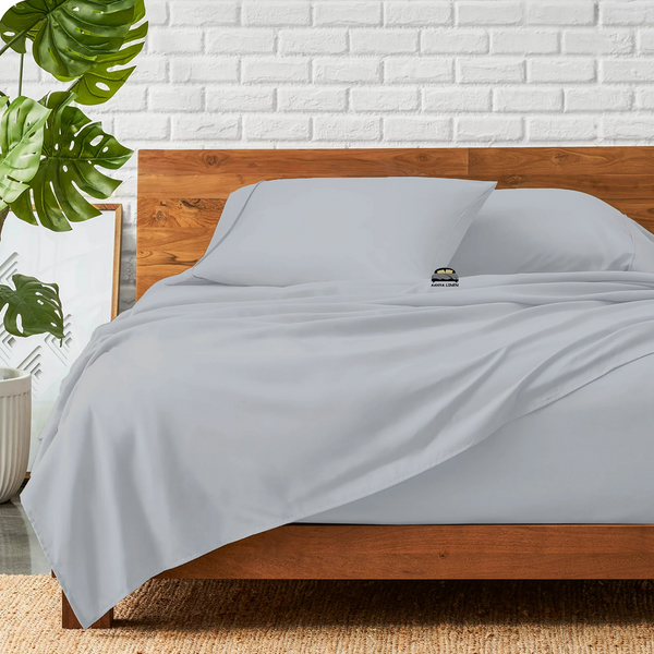 Light Grey Sheet Set Solid | 100% Supima Cotton - Aanya Linen