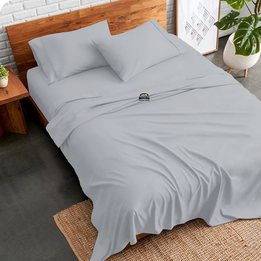 Light Grey Sheet Set Solid | 100% Supima Cotton - Aanya Linen