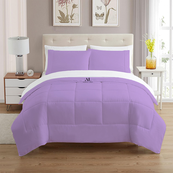 Lilac Comforter 400 GSM Box Pattern - AanyaLinen