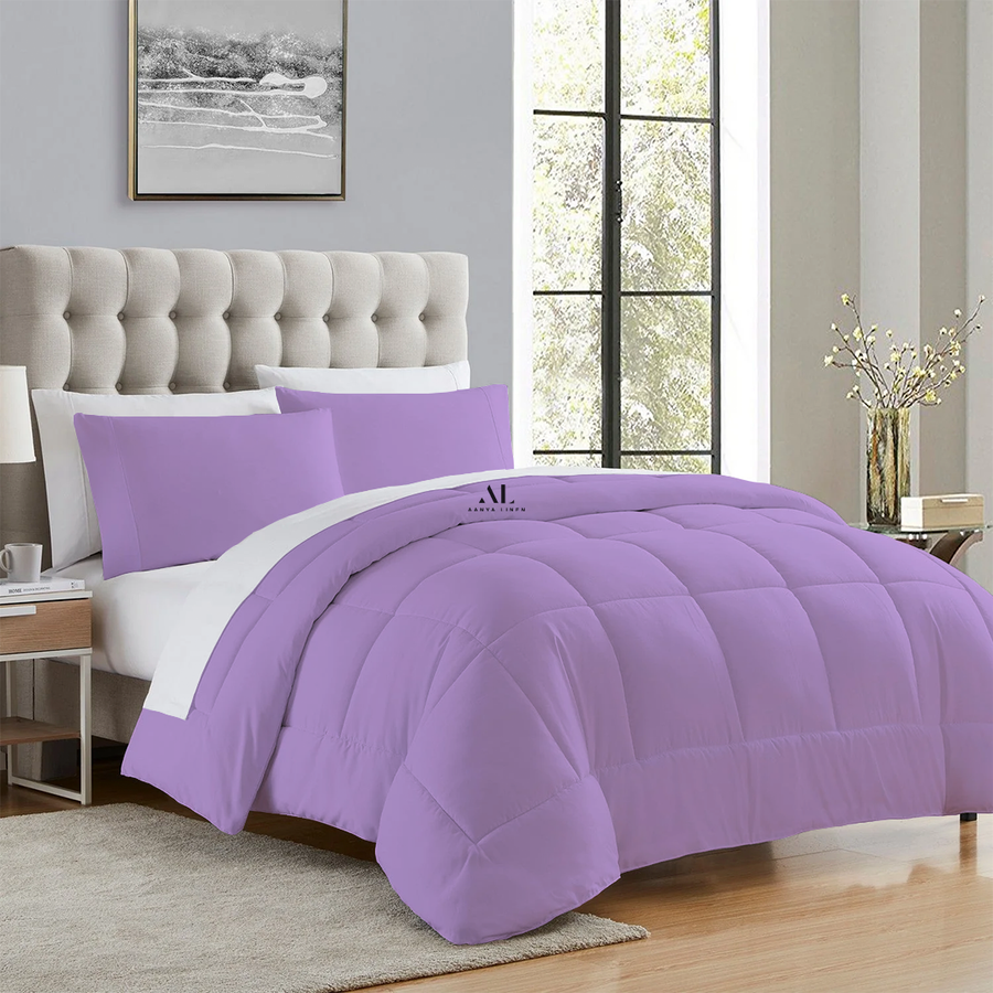 Lilac Comforter 400 GSM Box Pattern - AanyaLinen