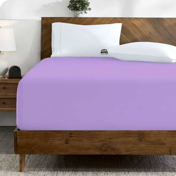 Lilac Fitted Sheet | 300 Thread Counts Cotton Fabric - Aanya Linen