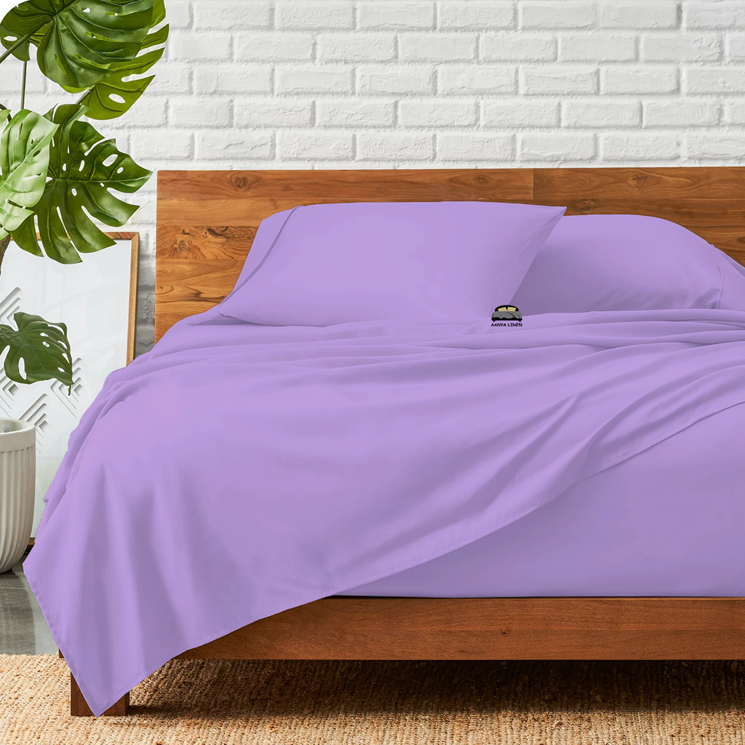 Lilac Sheet Set Organic Cotton King, Queen Size - Aanya Linen