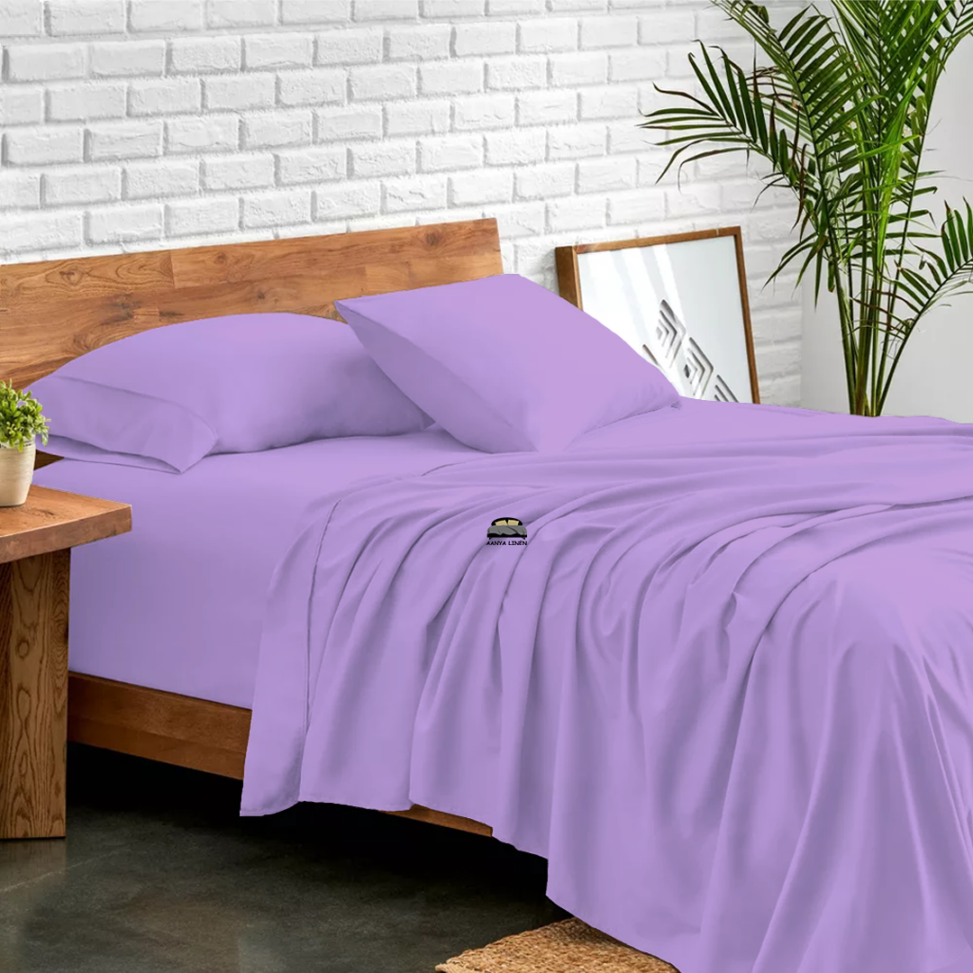 Lilac Sheet Set Organic Cotton King, Queen Size - Aanya Linen