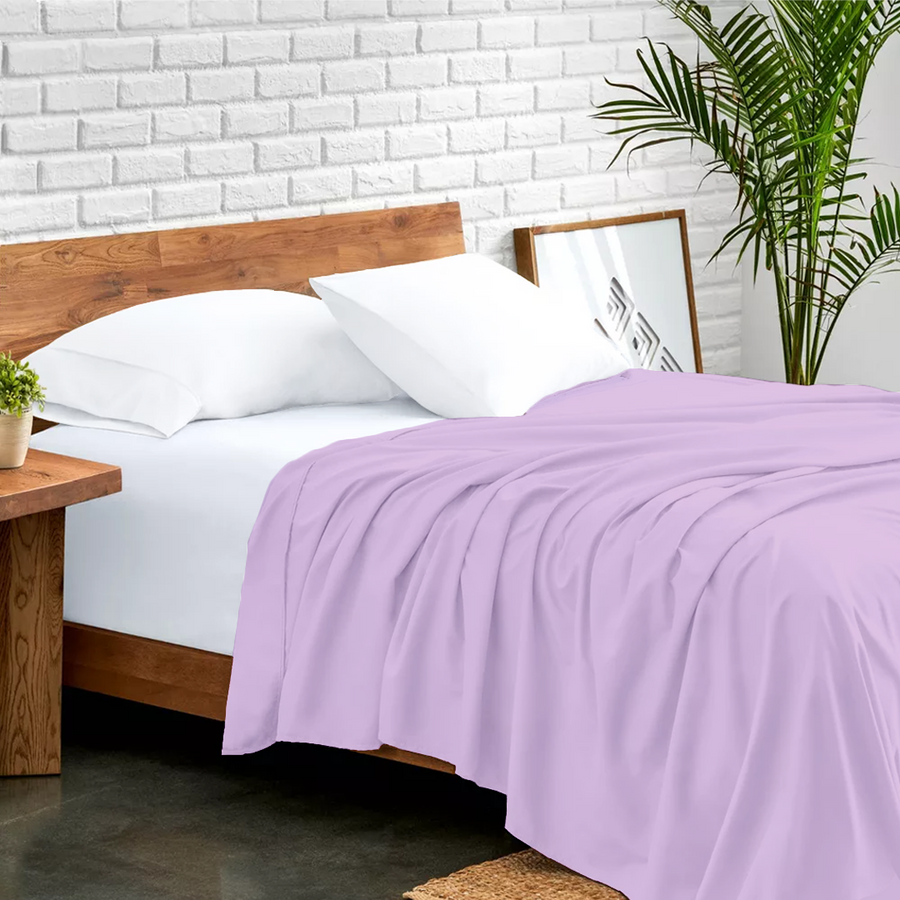 Lilac bed sheets | 300TC 100% Cotton - Aanya Linen