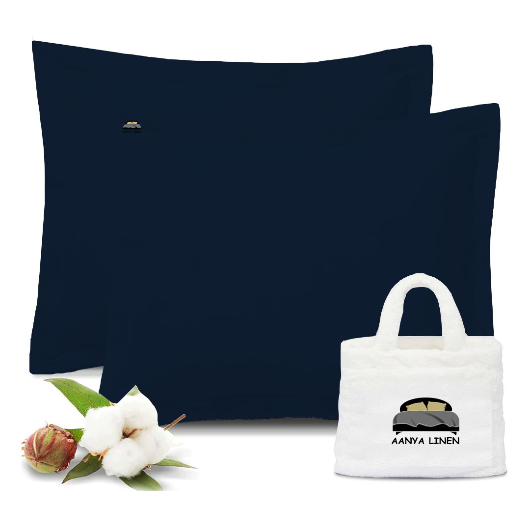 Navy Blue Euro Sham Cover - AanyaLinen
