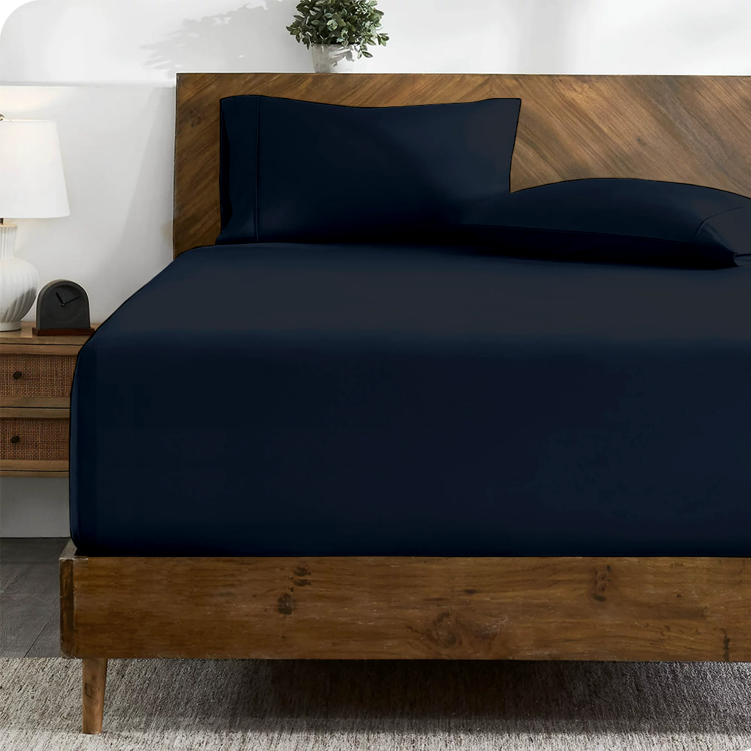 Navy Blue Fitted sheet with Pillowcase