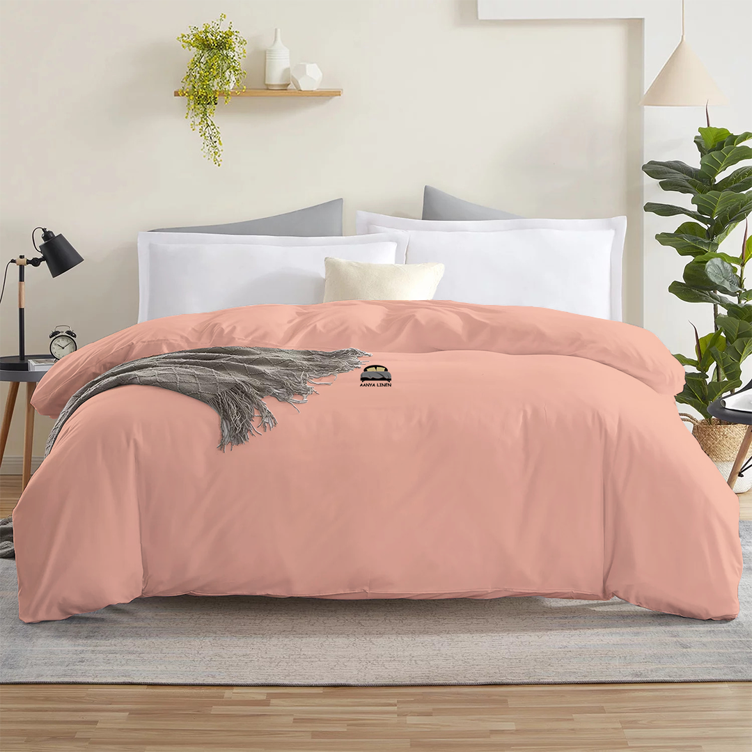 Peach Duvet Cover 300TC Cotton Fabric | 20% Off - AanyaLinen