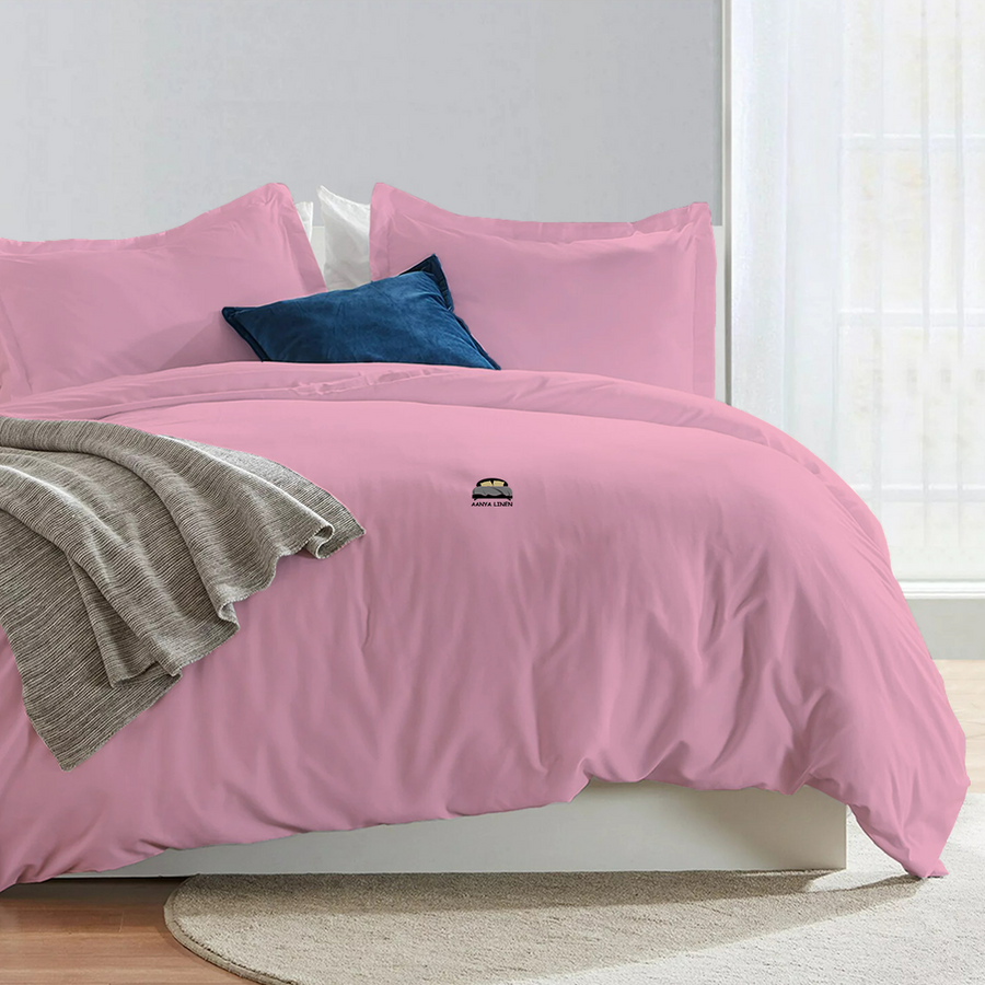 Pink Duvet Cover Set | 300 TC King, Queen - AanyaLinen