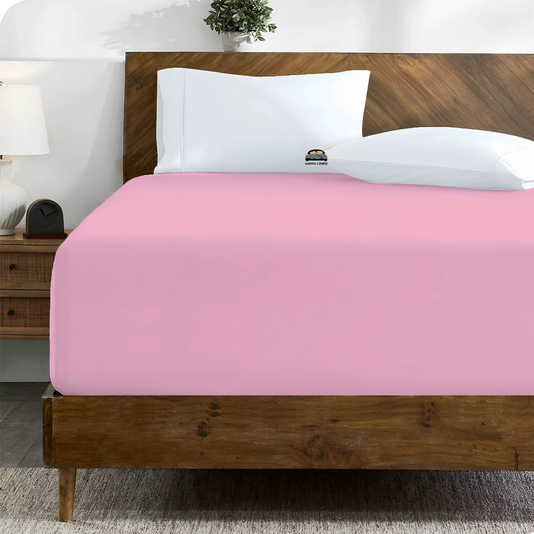 Pink Fitted Sheet | Twin, Queen, Full Sizes - AanyaLinen