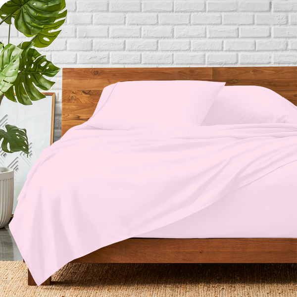 Pink Bed Sheet Set 300 TC Cotton - Aanya Linen