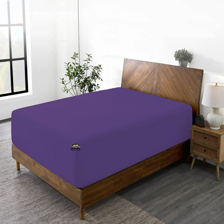 Purple Fitted Sheet | King, Queen, Twin Sizes - AanyaLinen