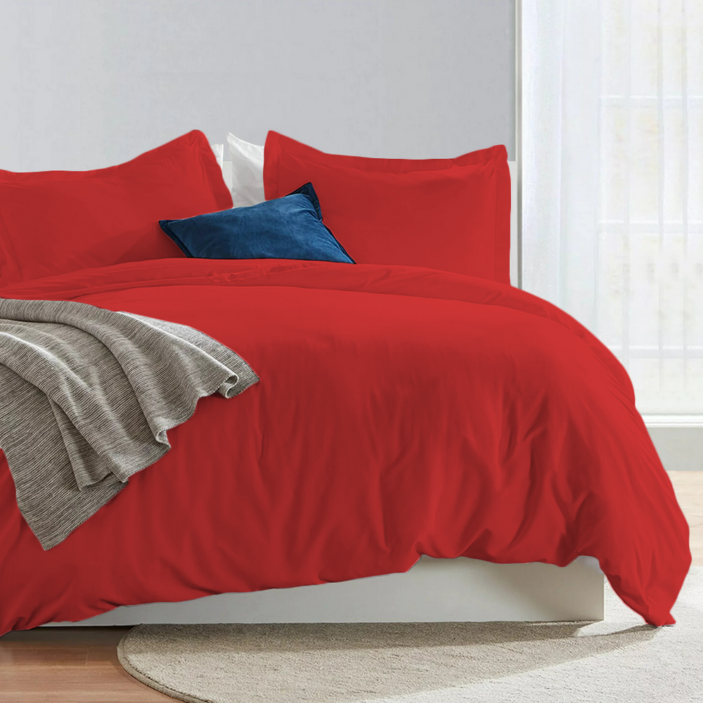 Red Duvet Cover Set - Organic Cotton