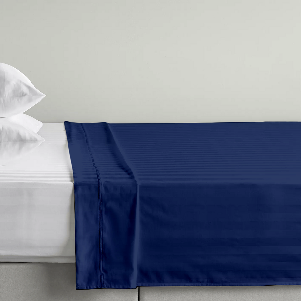 Buy Royal Blue Striped Flat Sheets