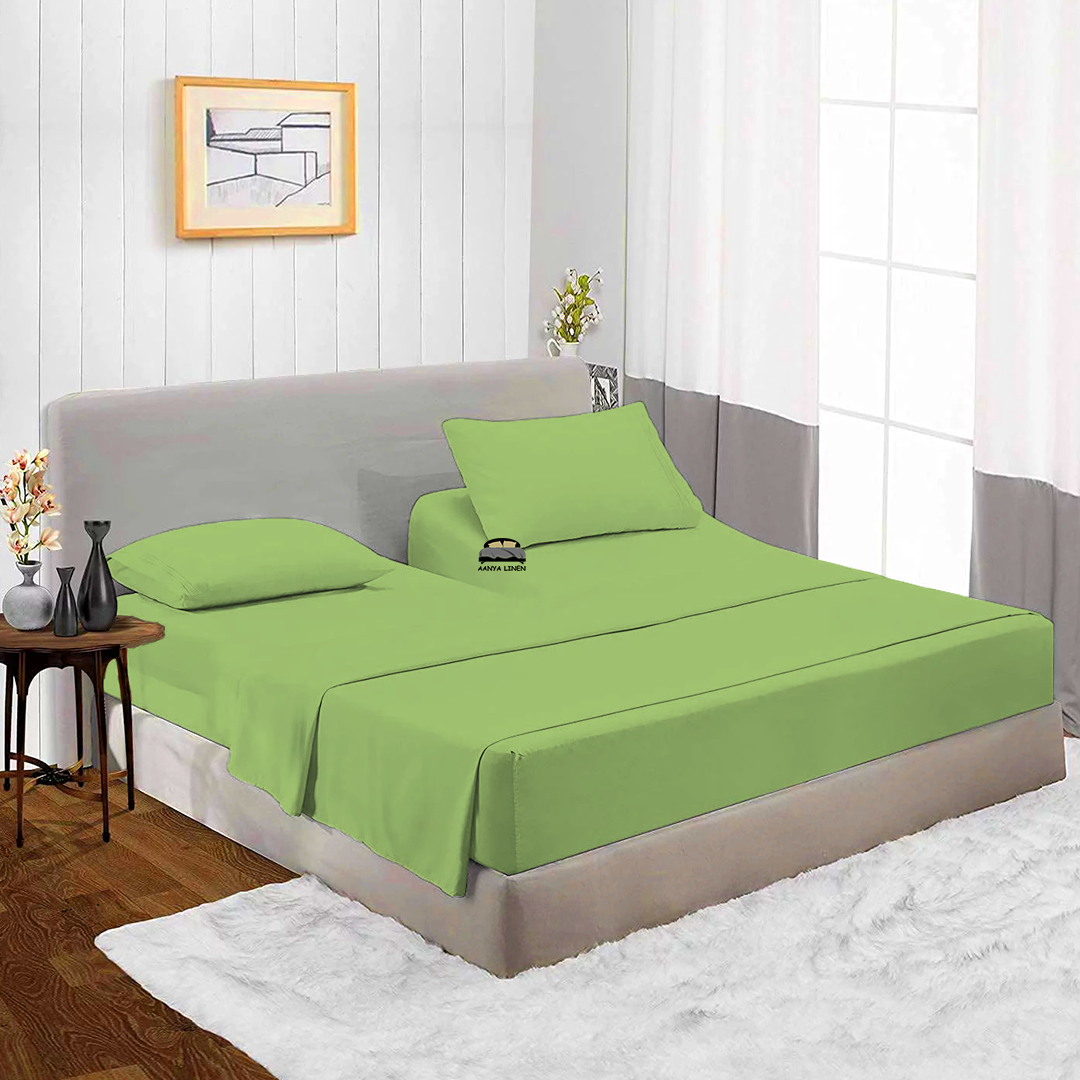 Affordable Sage Green Top & Head Split Sheet Set - AanyaLinen