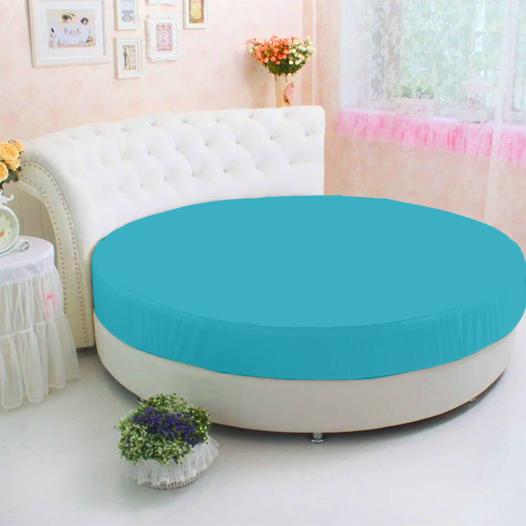Turquoise Round Fitted Sheet 300 tc cotton made