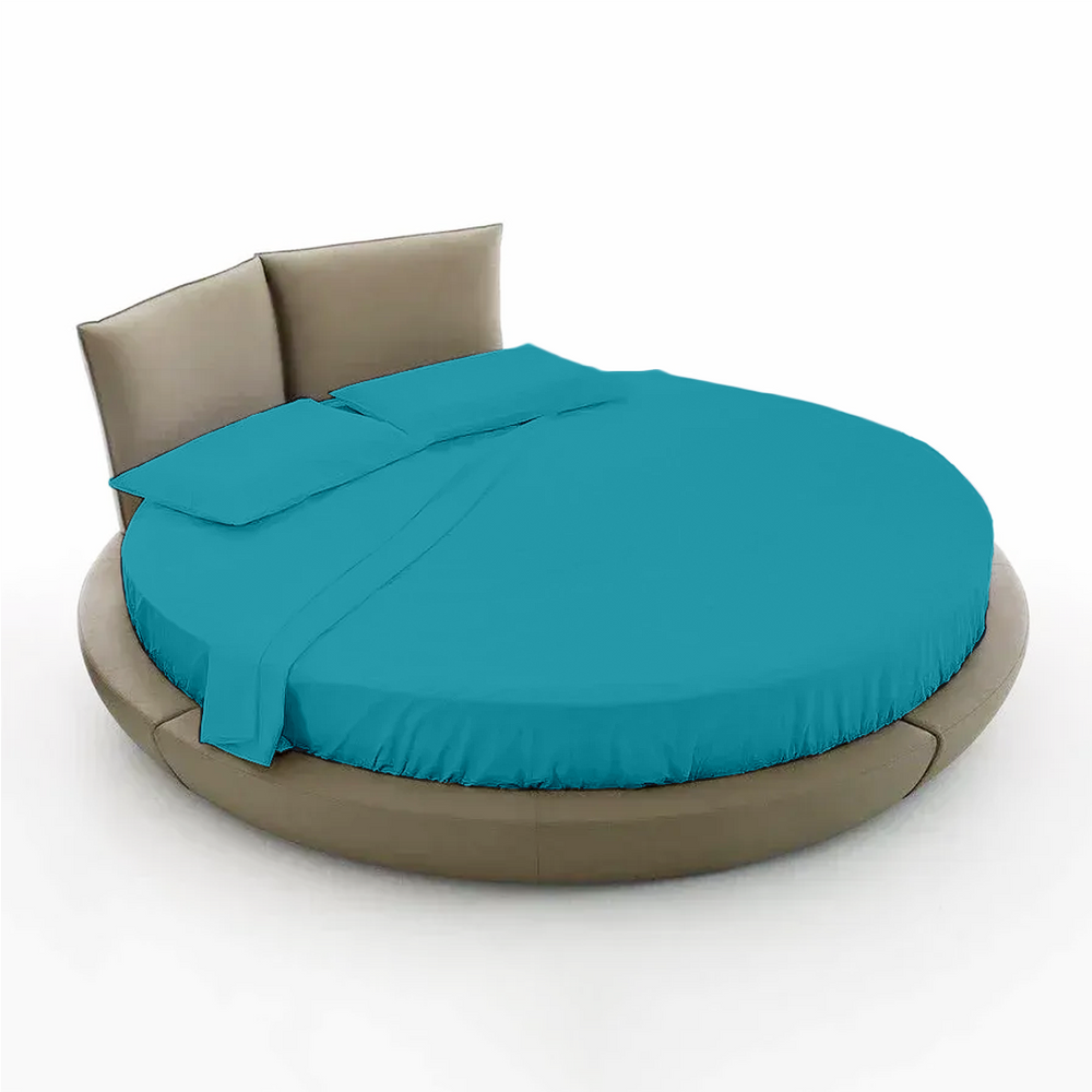 Turquoise Round Bed Sheets Set - 100% Cotton