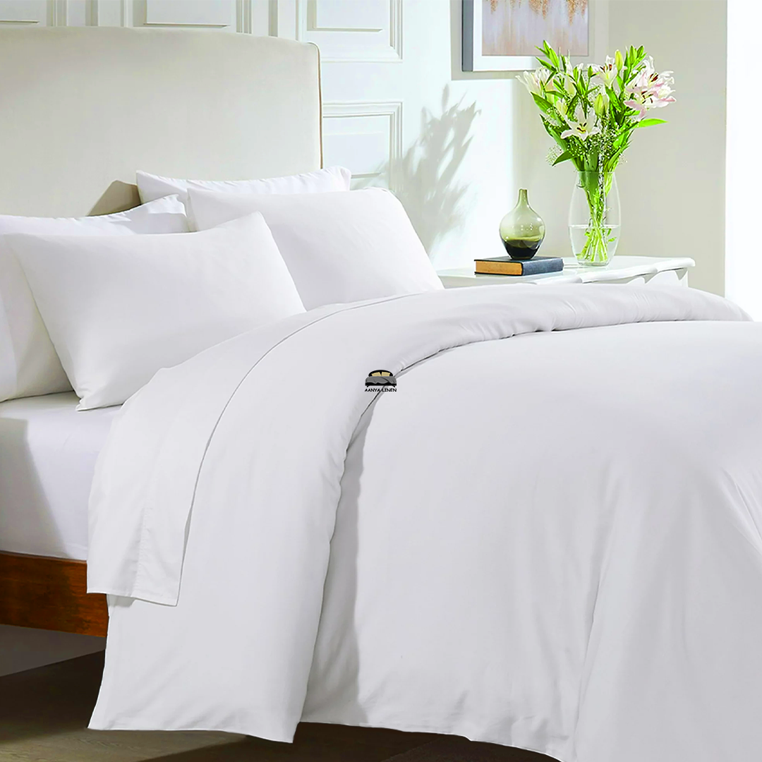 White Duvet set with Flat sheet Clearance 25% OFF - AanyaLinen