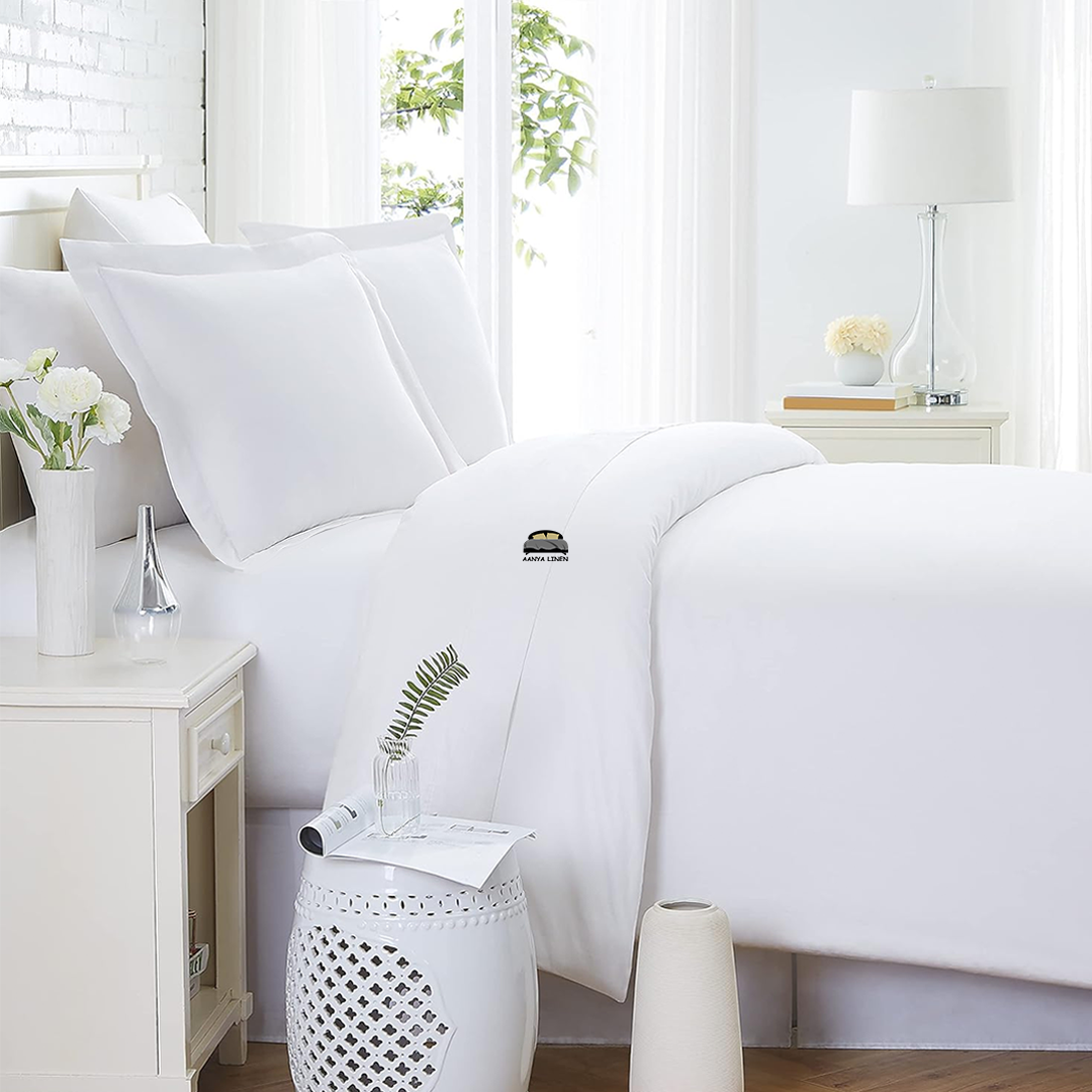 White Duvet set with Flat sheet Clearance 25% OFF - AanyaLinen