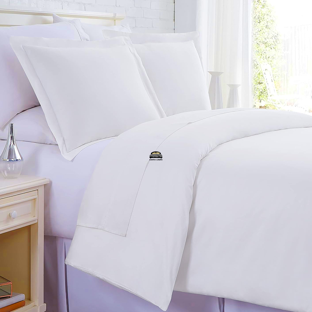White Duvet set with Flat sheet Clearance 25% OFF - AanyaLinen