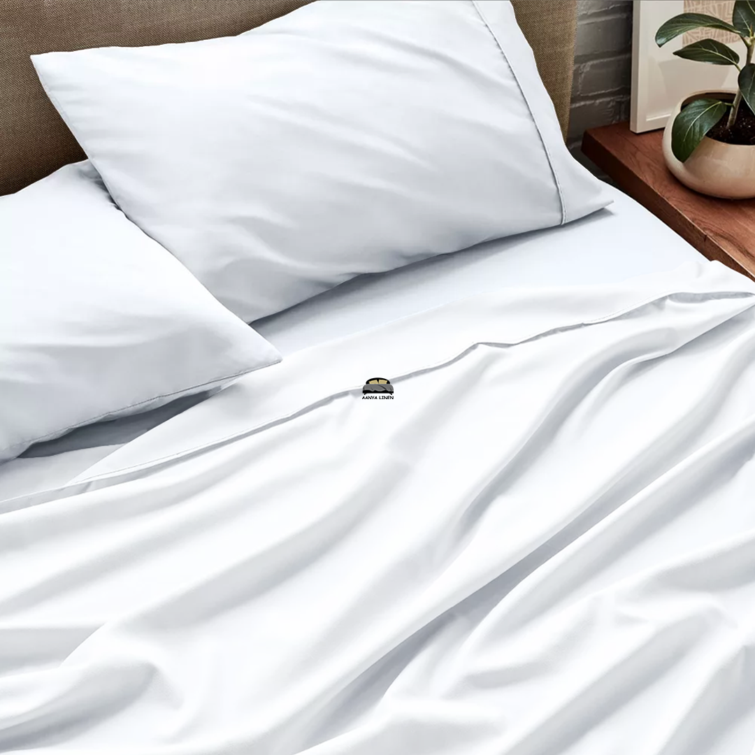 White Cotton Flat Sheet - AanyaLinen