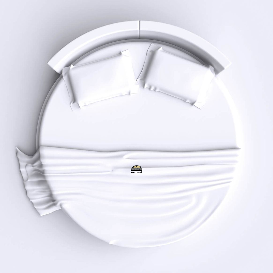 White Round Sheet Set 84 Inch Diameter - Aanya Linen