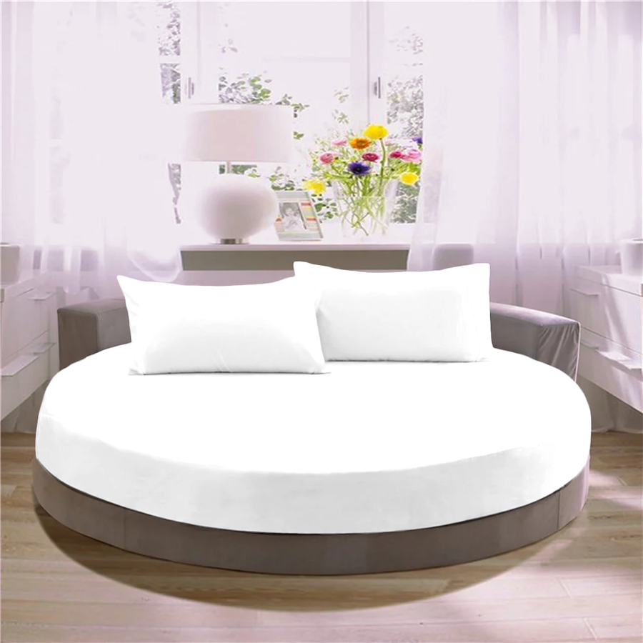 White Round Fitted Sheet with Pillowcase - Aanya Linen