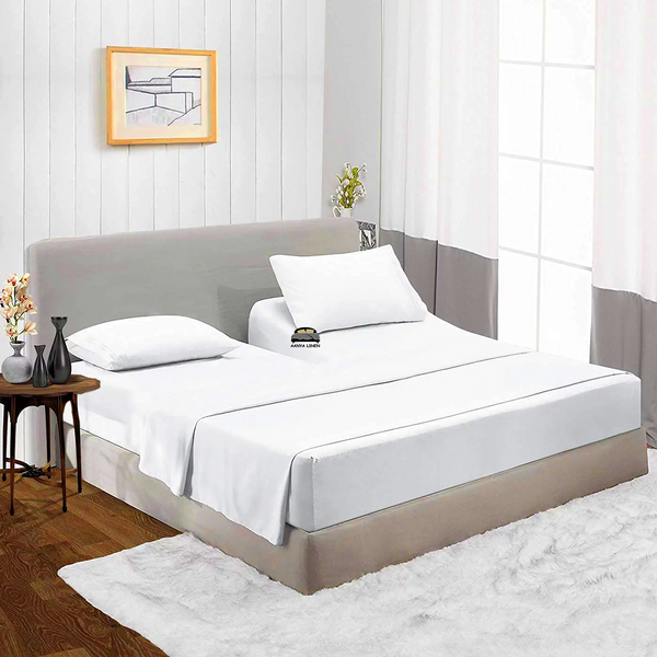White Top Split Sheet Set | Top King Split Sheet Set - Aanya Linen
