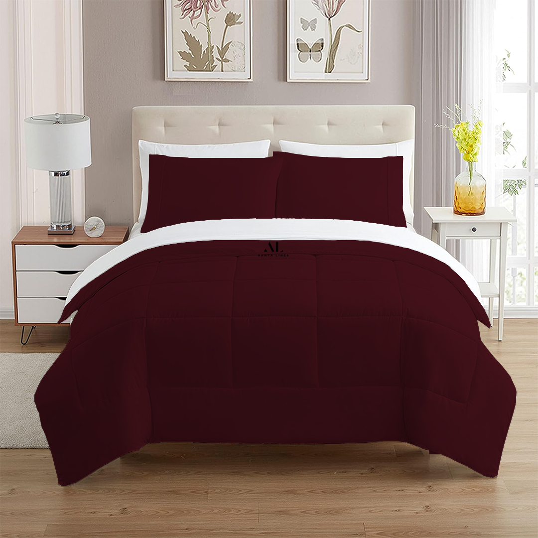 400 GSM Wine Comforter in 300 TC | King, Queen - AanyaLinen