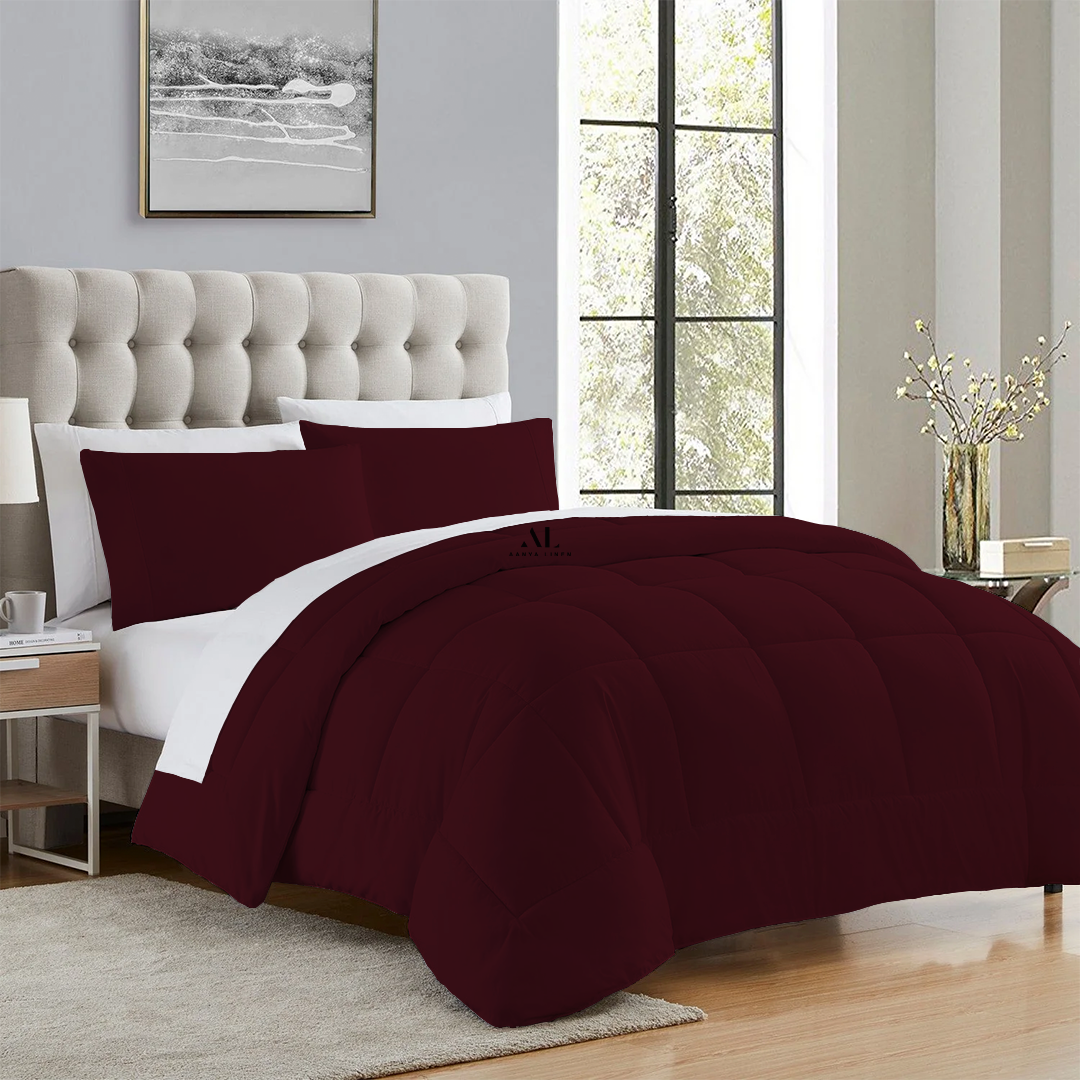 400 GSM Wine Comforter in 300 TC | King, Queen - AanyaLinen