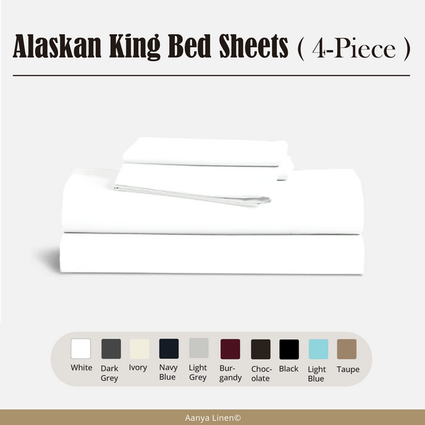 Premium Alaskan King Bed Sheets 4 Piece 400 Thread Count