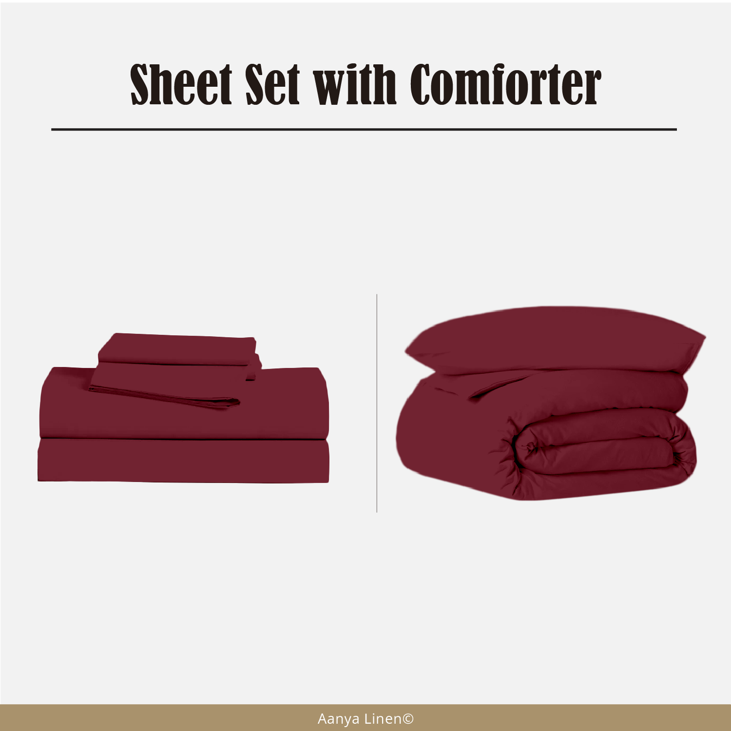 Burgundy Sheet Set with Comforter – 400 TC Cotton Bedding