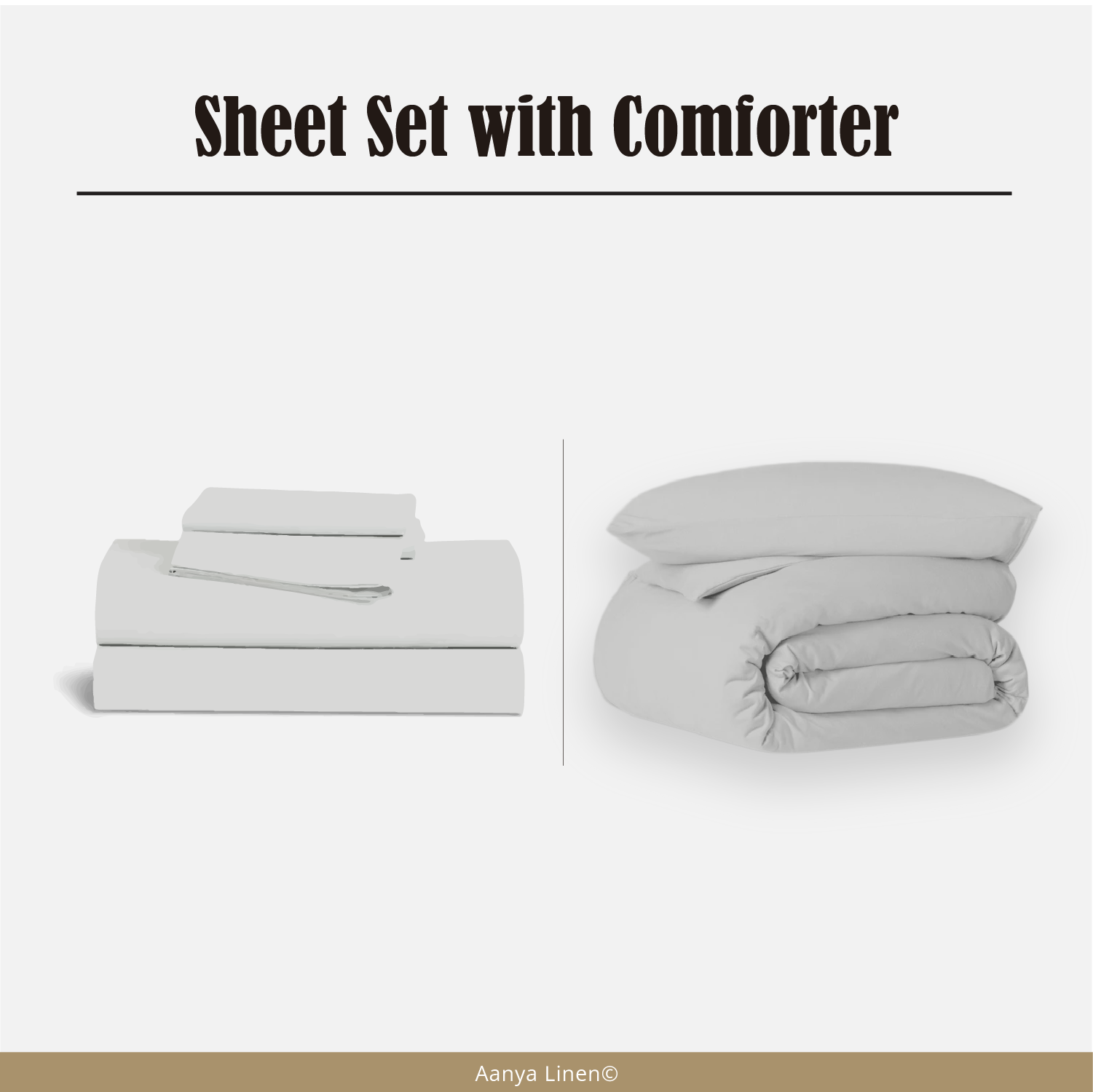 Light Grey Sheet Set with Comforter – 400 TC Cotton Luxury