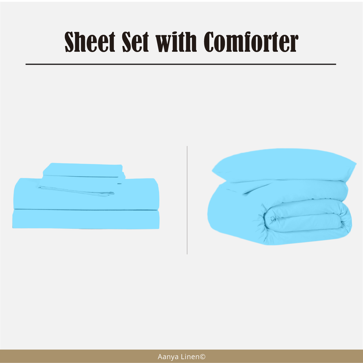 Light Blue Sheet Set with Comforter – 400 TC Cotton Bedding