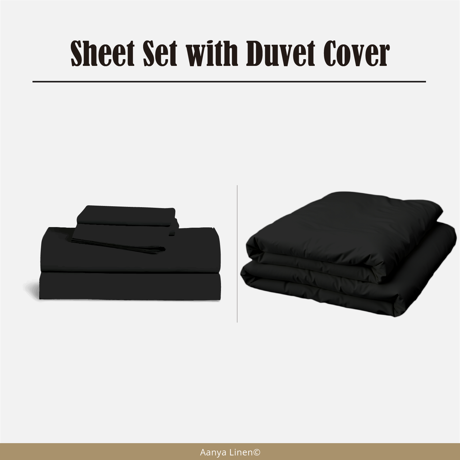 Black Sheet Set with Duvet Cover – 400 Thread Count Cotton
