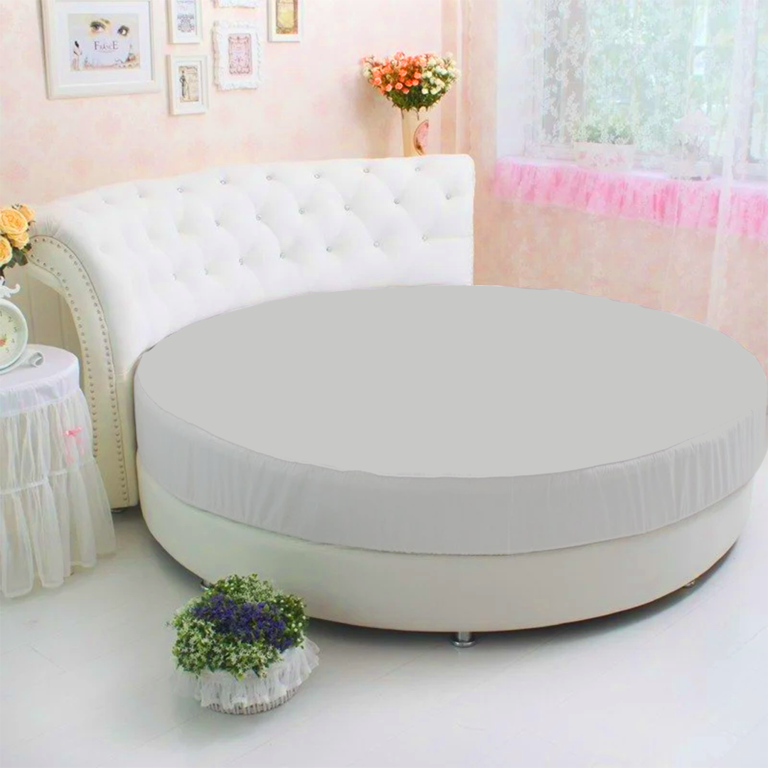Light Grey Round Fitted Sheet 84 & 96 Diameter