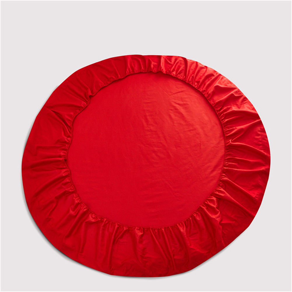 Round Fitted Sheet Comfy Solid Blood Red - AanyaLinen